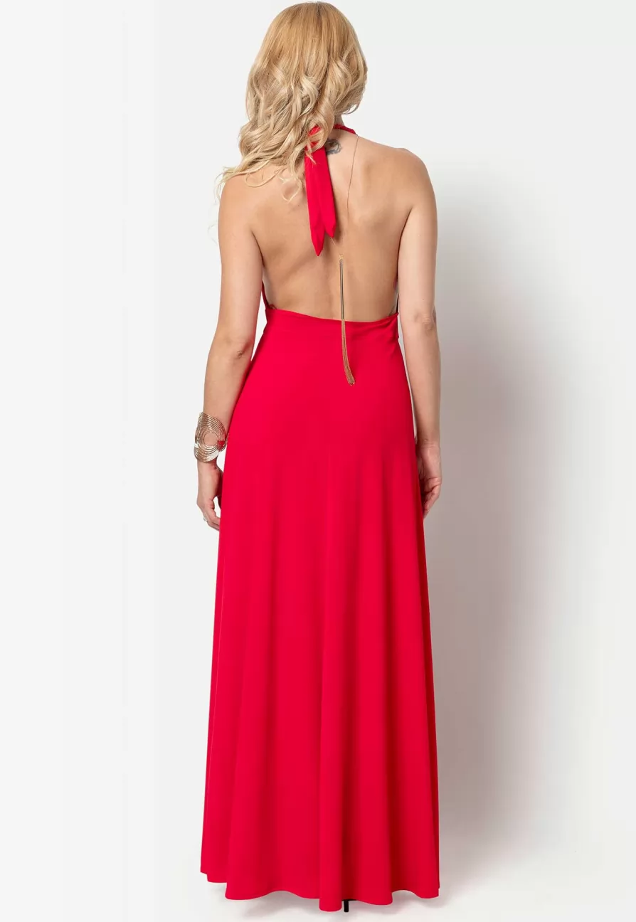 Robe longue décolletée fendue rouge Isabella | A Mes Amours
